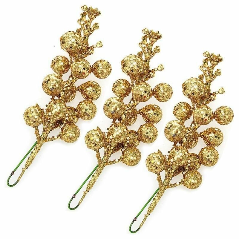 Миниатюрные искусственные фрукты и ягоды для декора, Золото