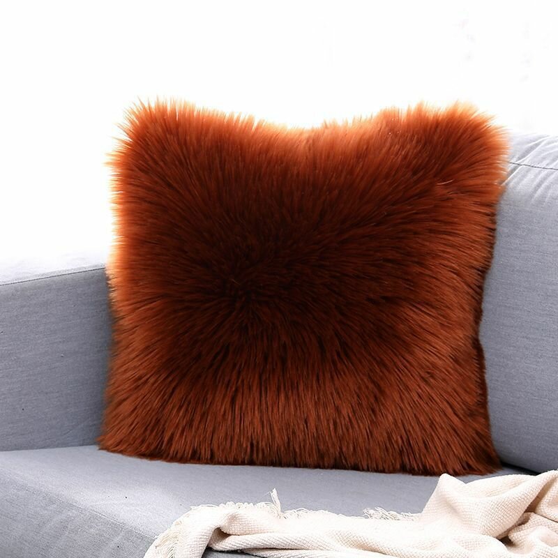 Длинная плюшевая подушка с наполнителем из имитации шерсти, европейский стиль, подушка для дивана, плюшевый чехол для подушки