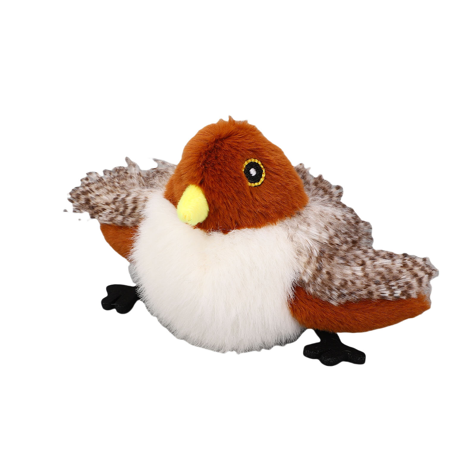 Игрушка для кошек «Взмахивающий крыльями воробей», перезаряжаемая через USB, с сенсорным управлением, плюшевая, чирикающая, интерактивная, с кошачьей мятой и эластичной веревочкой.