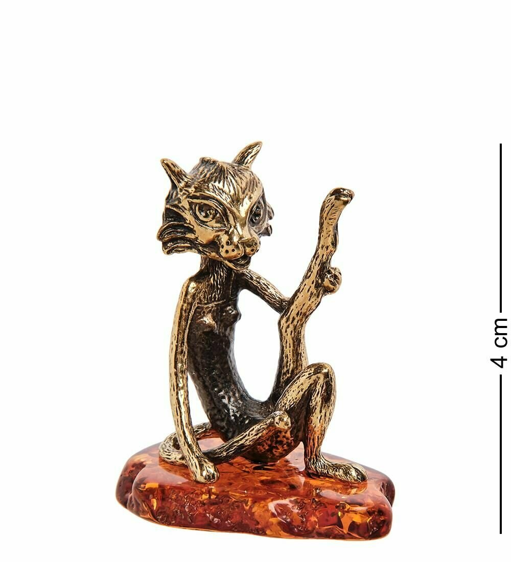 Фигурка Кошечка (латунь, янтарь) A2163791 Народные промыслы бронзовый
