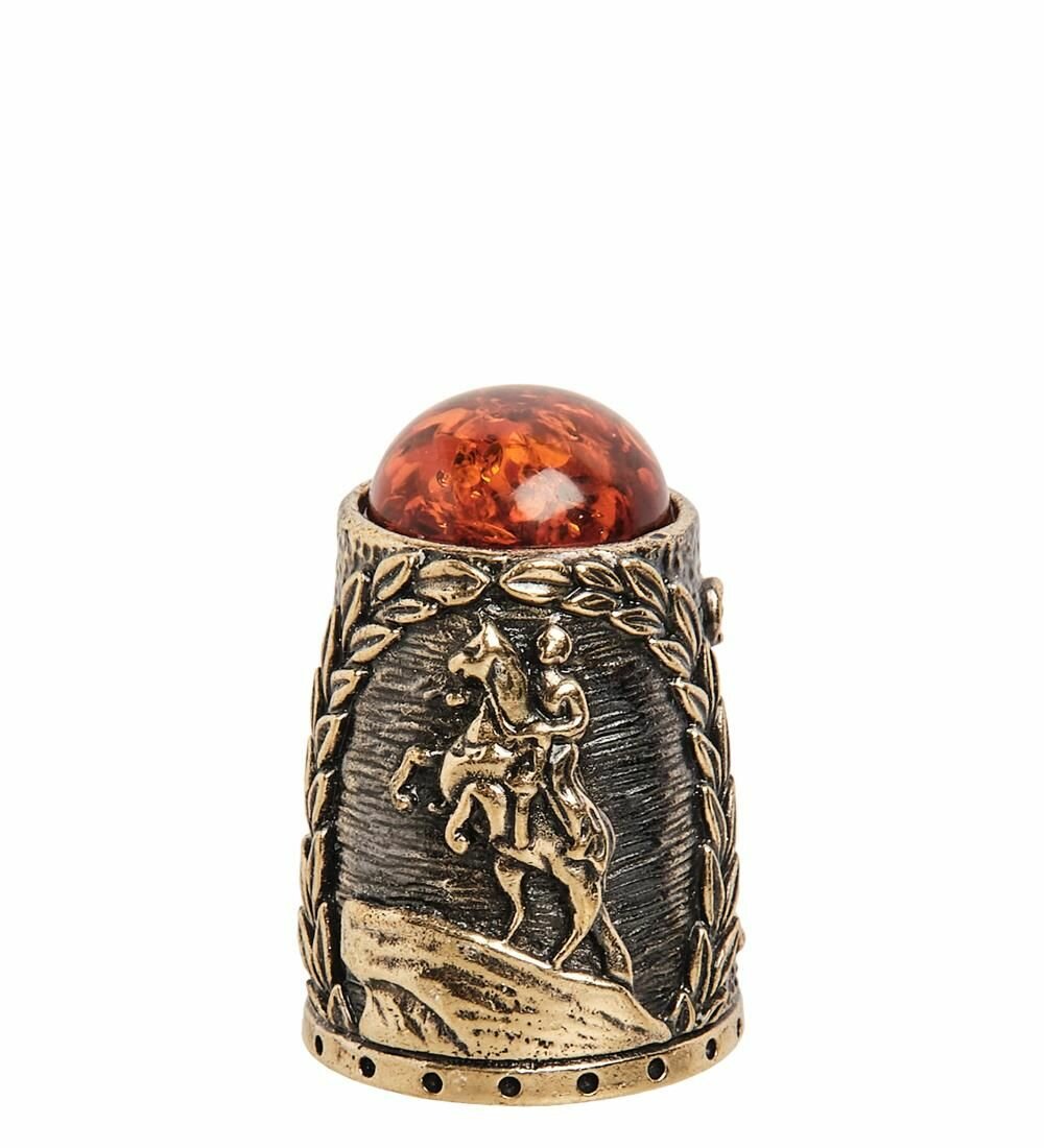 Наперсток из янтаря и латуни "Медный всадник" A2104217 Народные промыслы, Латунь, янтарь