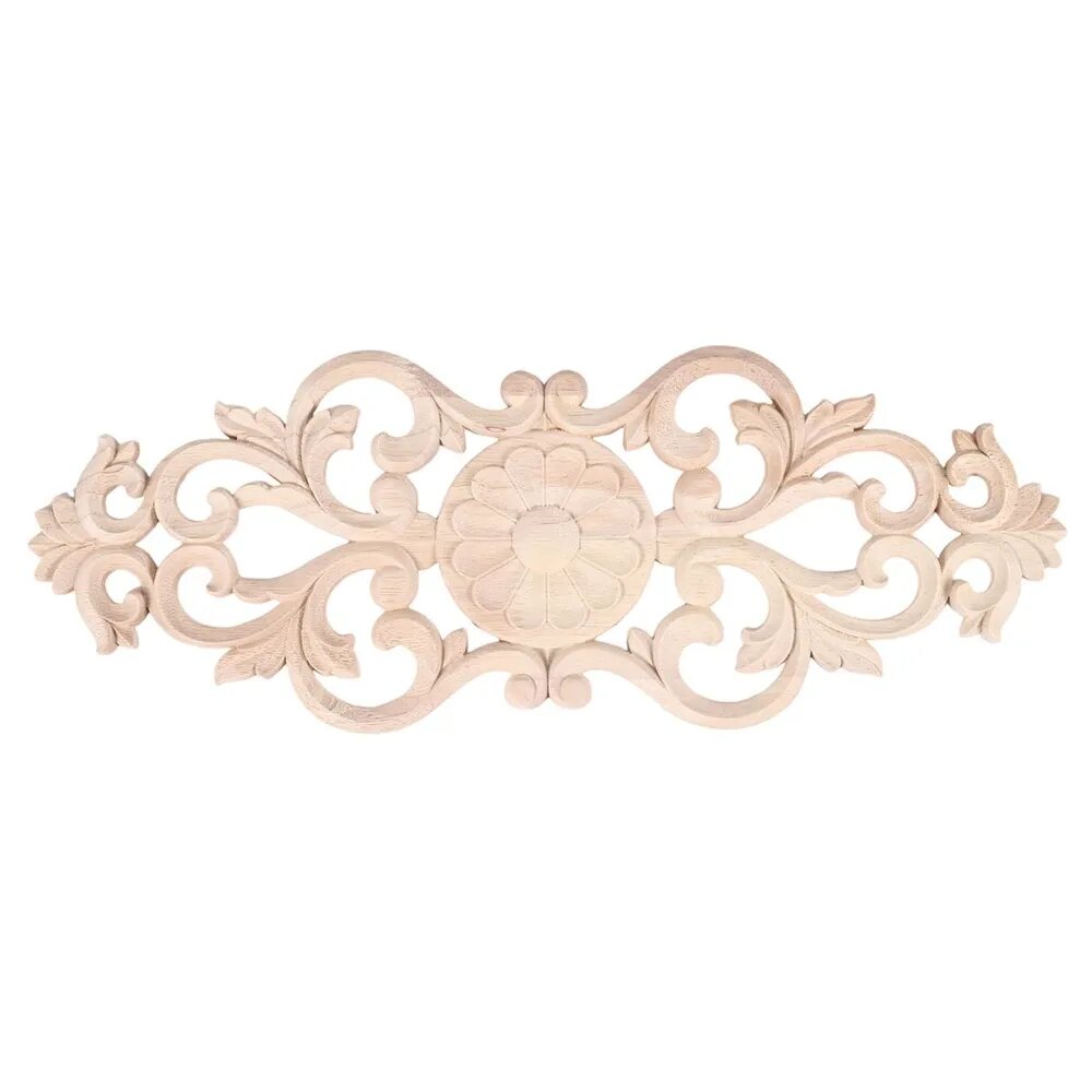 Резная аппликация из каучукового дерева, ретро-мебель, ремесла, декор (40*15 см)