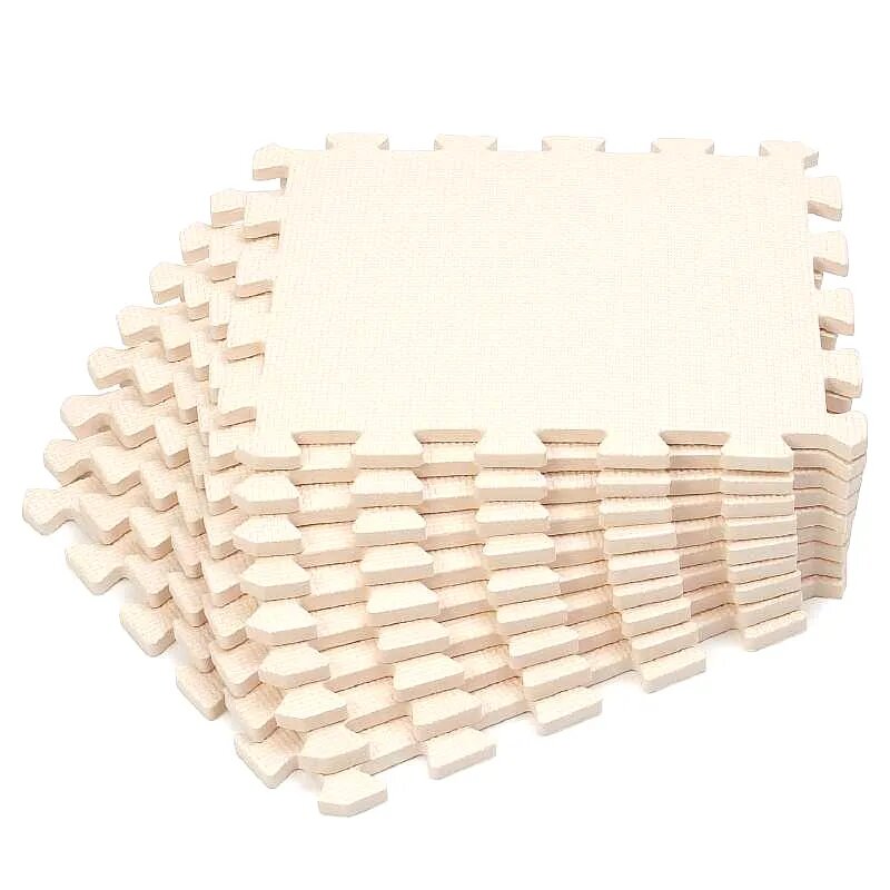 Детский коврик-пазл WellMat (Meitoku) "Бежевый" 30x30x1 см (8 шт.) с окантовкой игровой развивающий для ползания