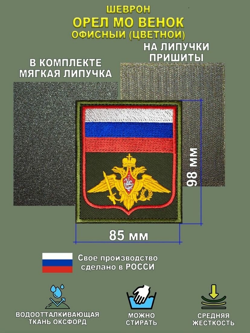 Шеврон уставной Орел Министерство обороны РФ (венок) офисный на липучке