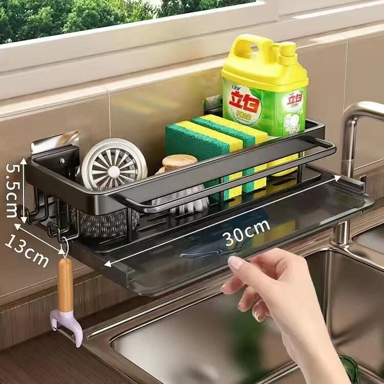 Алюминиевая подвесная полка для кухни Зеленый, Black with tray