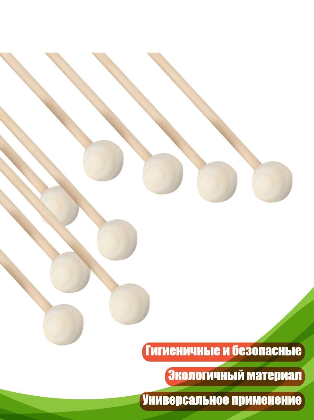 Деревянные одноразовые палочки для кофе в форме сердца, 100 шт, Круглые бусины