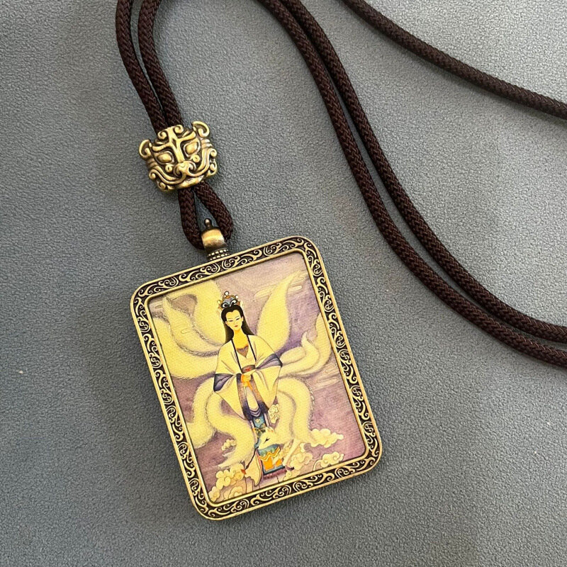 Пятисторонний Бог Богатства Тханка Подвеска Амулет Ожерелье Желтый Бог Богатства Черный Бог Богатства Коробка Гаву Талисман Год Зодиака Страж Будды