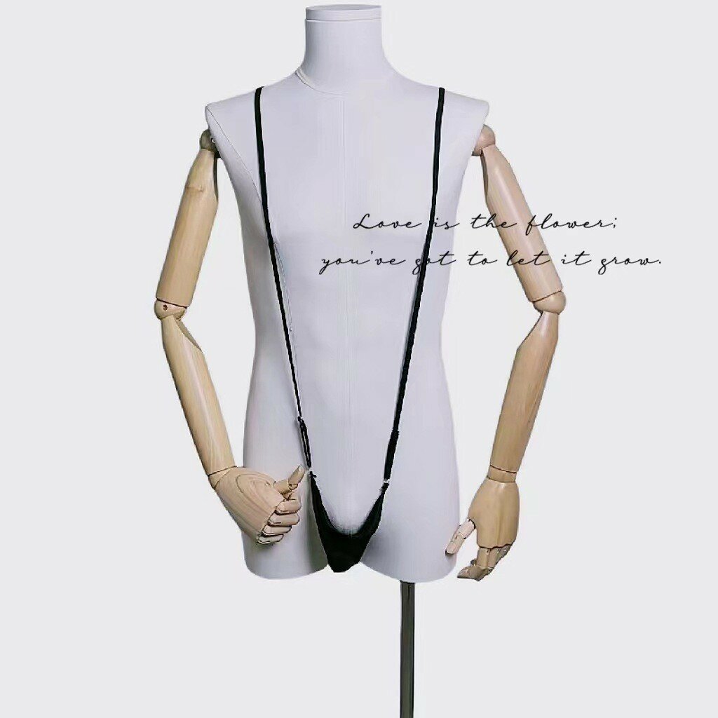 Сексуальное нижнее белье, регулируемый комбинезон-боди, стринги, U-образный дизайн, мужской комбинезон, черный комбинезон, размер 1.