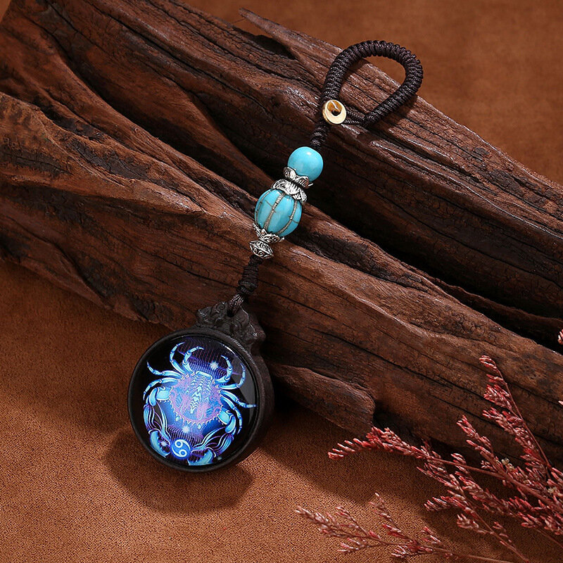 Двенадцать созвездий, карта для автобуса из эбенового дерева, NFC, брелок для ключей, подвеска для телефона, контроль доступа CUID, креативный орнамент в китайском стиле