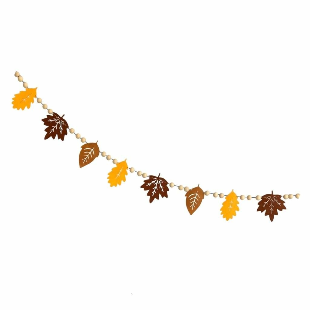 Флаг из фетра с листьями и деревянными бусинами, - A004