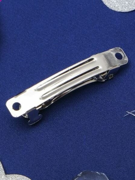 Основа для заколки - автомат, 4 см, цвет серебристый, 10 шт.