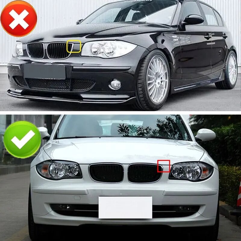 Решетка радиатора для BMW 1 серии E81 E82 E87 E88 2008-2011, ABS пластик, комплект, черный — фото 1