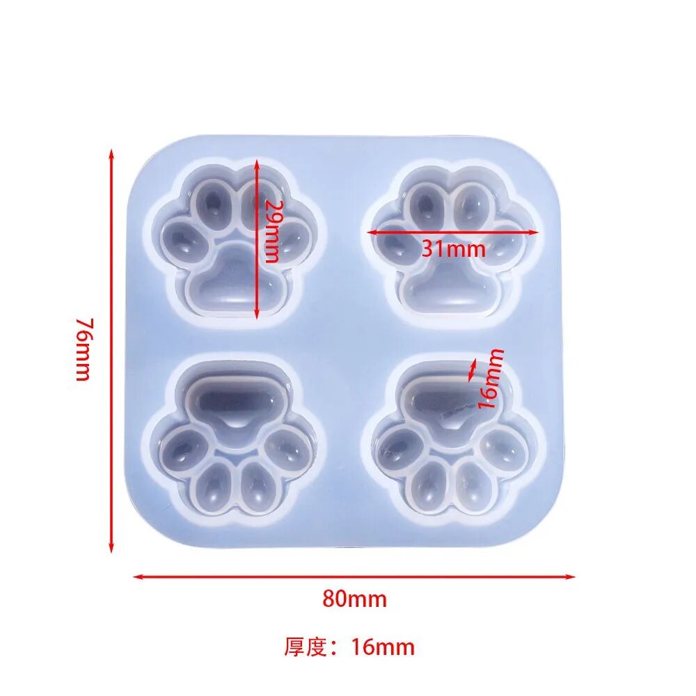 Молд "Кошачьи Лапки" / Силиконовая форма "Следы котёнка"/Для эпоксидной смолы, шоколада, гипса, пластика, желе