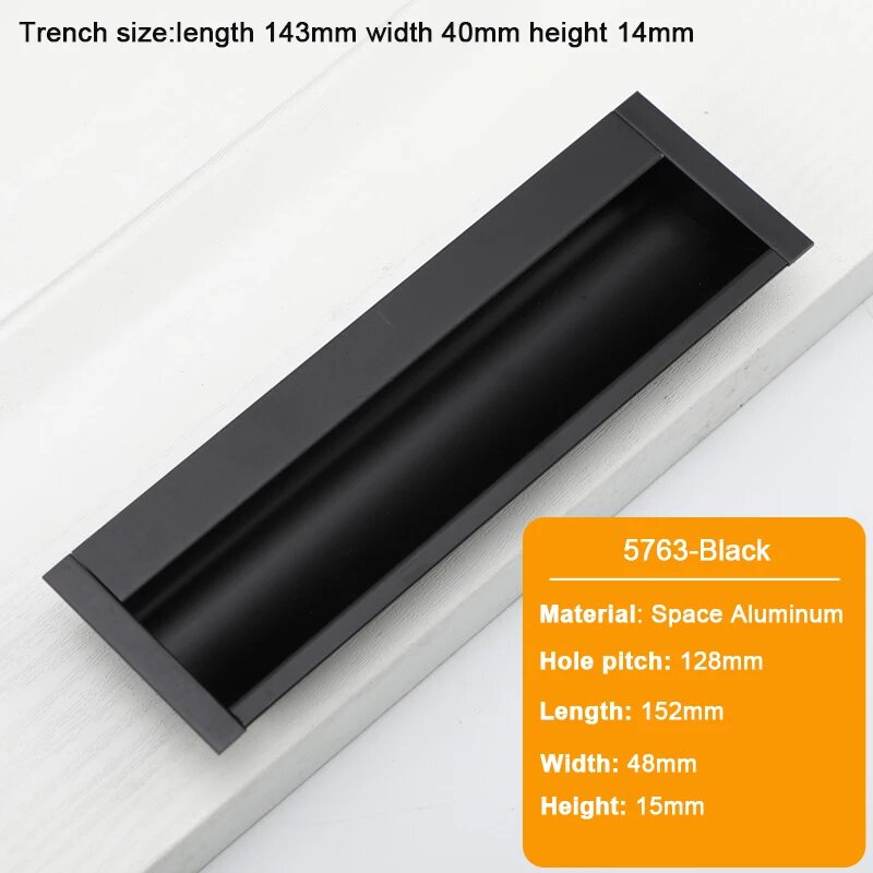 Скрытые дверные ручки JUIDINTO из цинкового сплава, черные HEI-5763-128