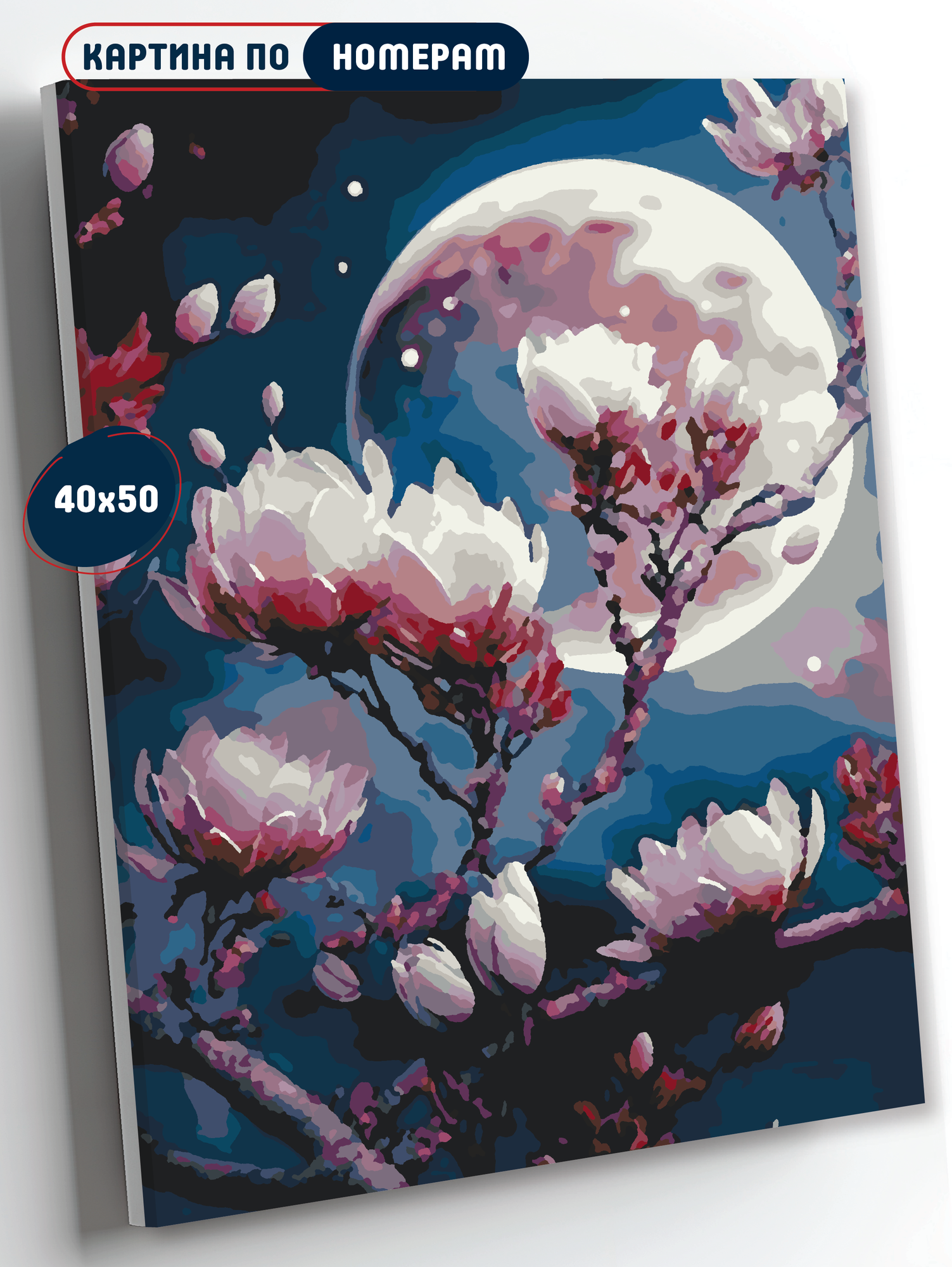 Картина по номерам "Магнолия", Холст на подрамнике 40х50, набор для рисования, с природой