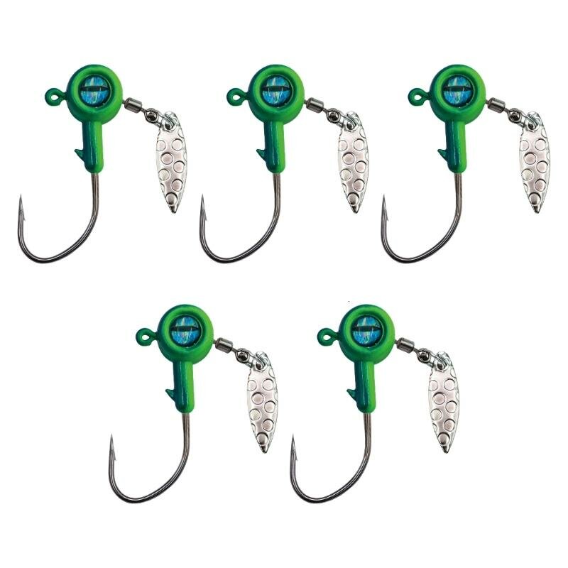 5 шт. джиг-крючков с блестками для рыбалки, Зеленый и синий