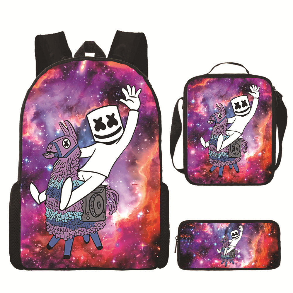 Рюкзак American DJ Marshmello Marshmallow, комплект из трех предметов, рюкзак, школьная сумка для учеников начальной и средней школы, детский рюкзак