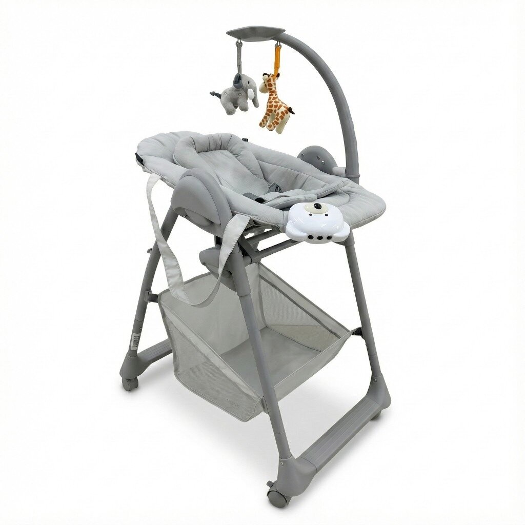 Стульчик Agex "Seat'n Sleep", 3 в 1, от 0 до 12 мес, съемный столик, светло-серый