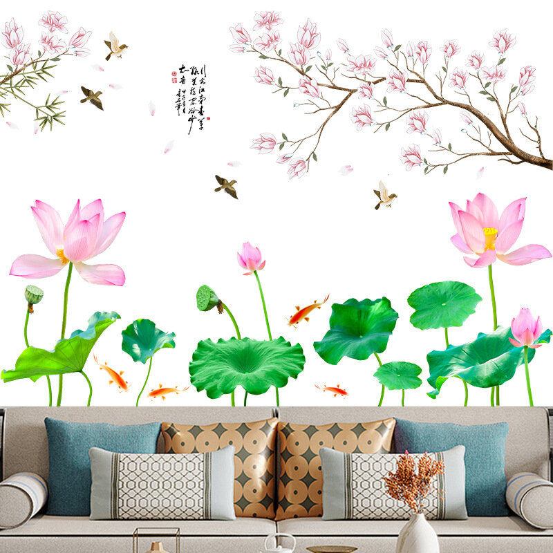 Наклейки для украшения стен в китайском стиле с цветами, древний стиль, пейзаж, соответствующие комбинации, наклейки на