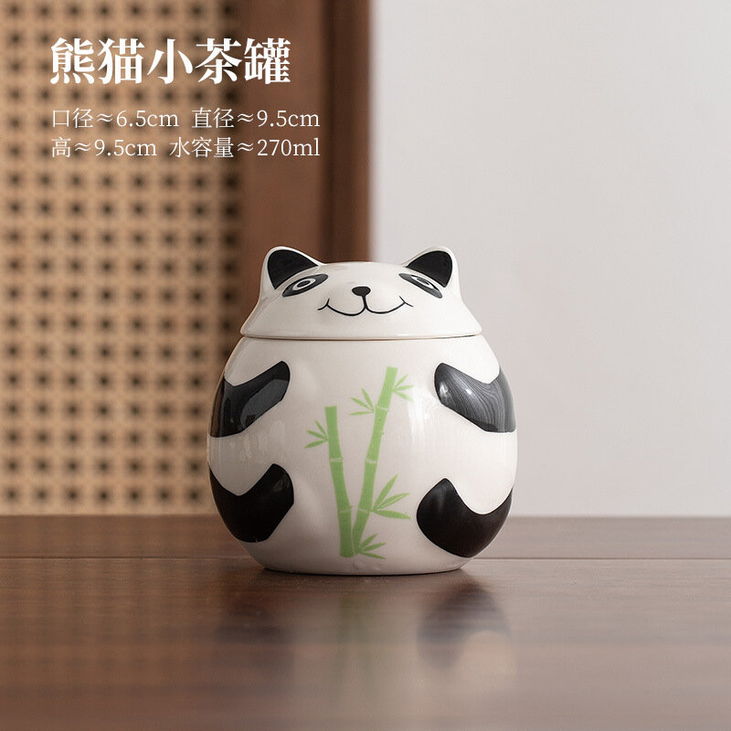 Свежий и милый керамический национальный сокровищница панда чайный контейнер, креативная керамическая имитация, милый герметичный банка, подарок на открытие