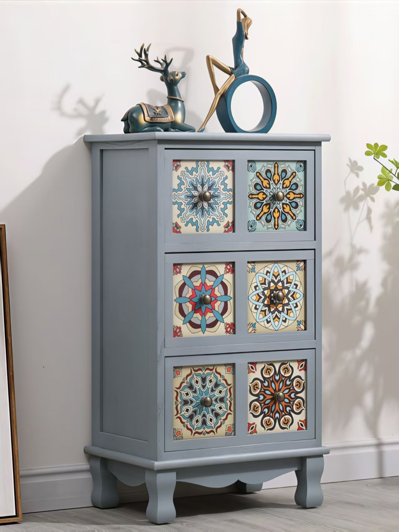 Ретро-комод "арт-деко", дерево, , 3 выдвижных ящика, темно-коричневый