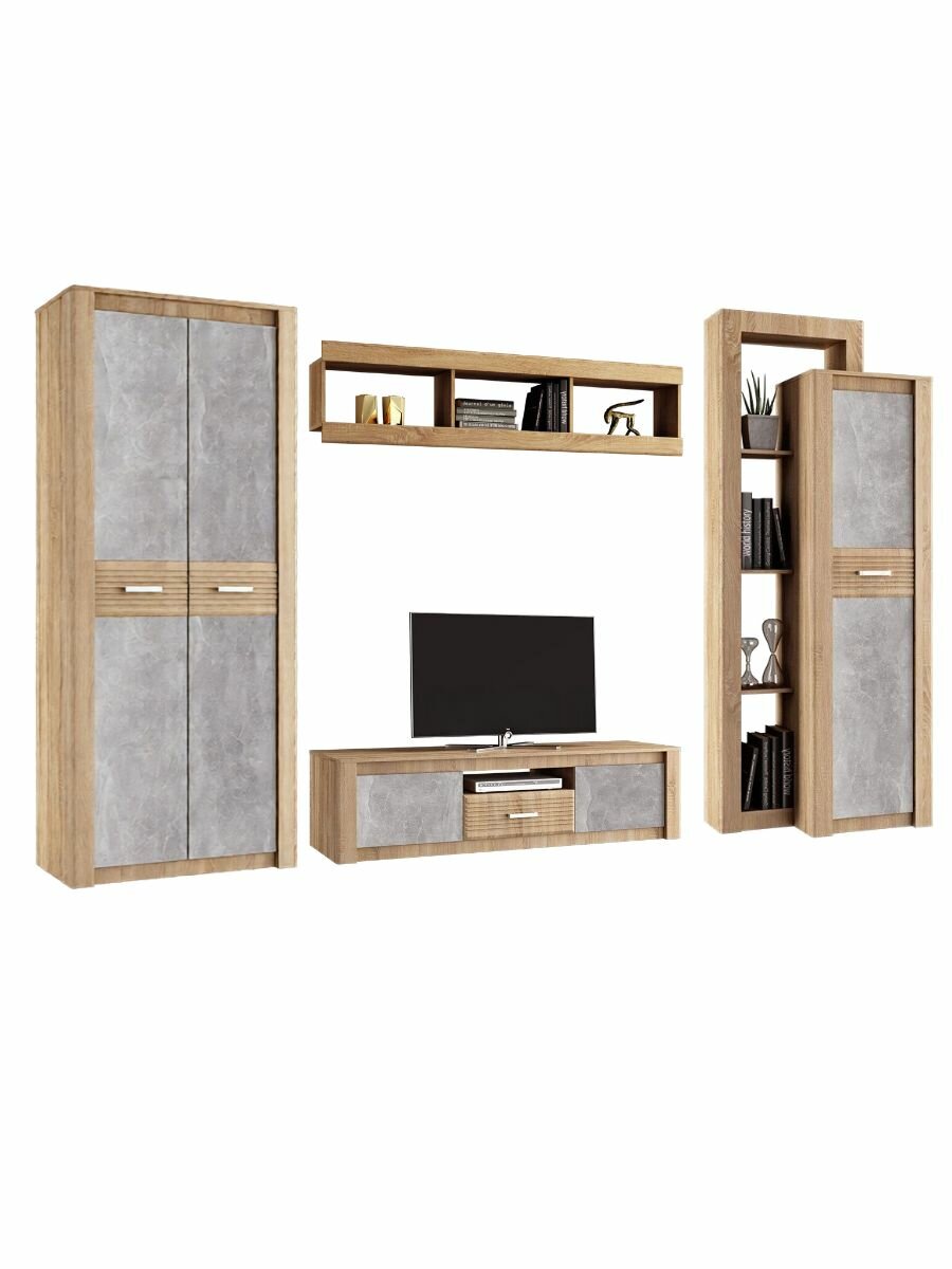 Гостиная Терра Вариант №2, Дуб Сонома/Бетон темный, МИФ