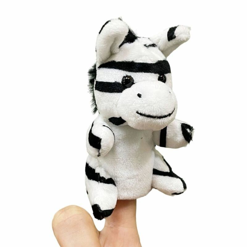 (1 шт.) Милый реалистичный пальчиковый театр, маленькие плюшевые игрушки-зверушки - Зебра