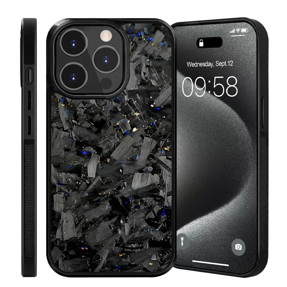 100% Натуральный Кованый Карбоновый Чехол MagSafe для iPhone 17 Air 16 14 13 12 Plus Pro Max, Глянцевый, Противоударный, Защитный