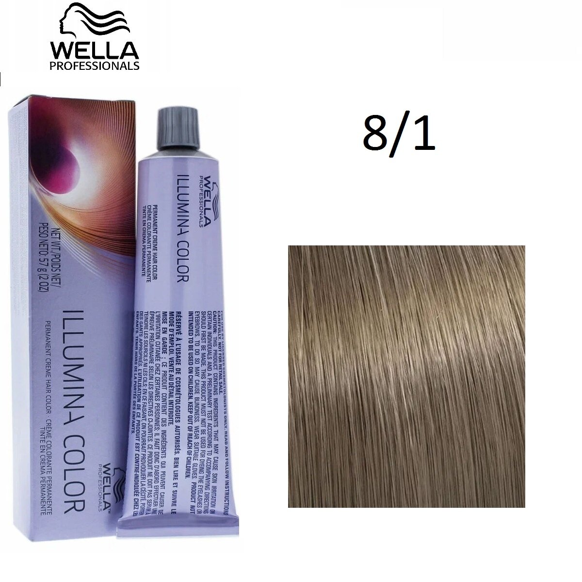Wella Professionals Крем-краска для волос 8/1 ILLUMINA COLOR Светлый блонд пепельный 60мл
