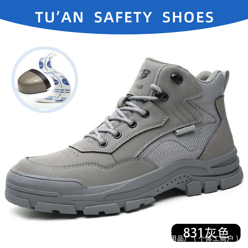 Европейские и американские высокие дышащие противоударные противопрокольные защитные ботинки, легкие и удобные, с кнопками, стальным носком, износостойкие защитные ботинки