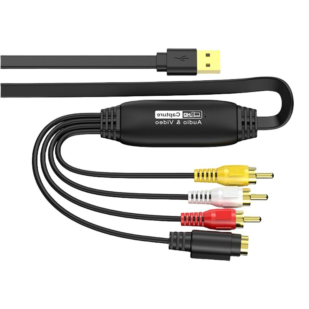 Portable USB 2.0 Video Capture Adapter Cord Wire Line Acquisition Card for Recording and Streaming on Notebook Computer