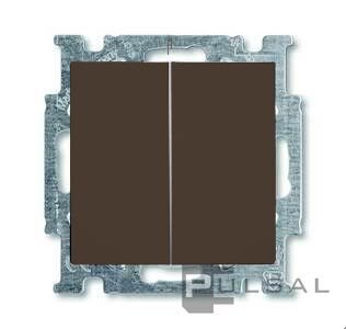 Выключатель ABB двухклавишный без подсветки встроенный монтаж с возможностью накладного монтажа пластмасса черный chateau