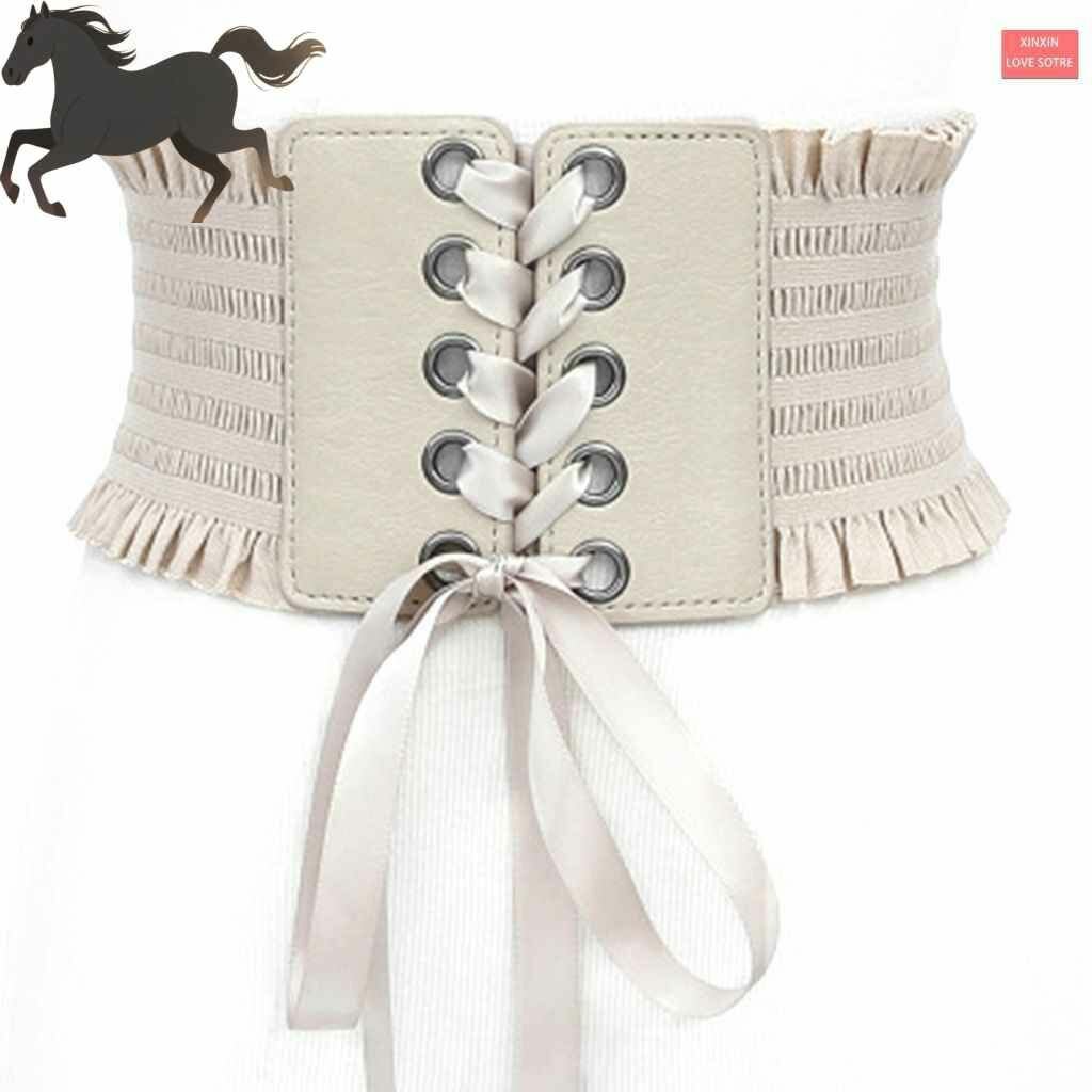 Женский пояс на шнуровке, эластичный с пряжкой талии, корсет в стиле панк, завязанный широкий