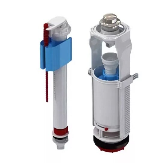 Набор для бачка унитаза Ани пласт нижняя подводка 1/2', латунный штуцер, двойная кнопка, хром