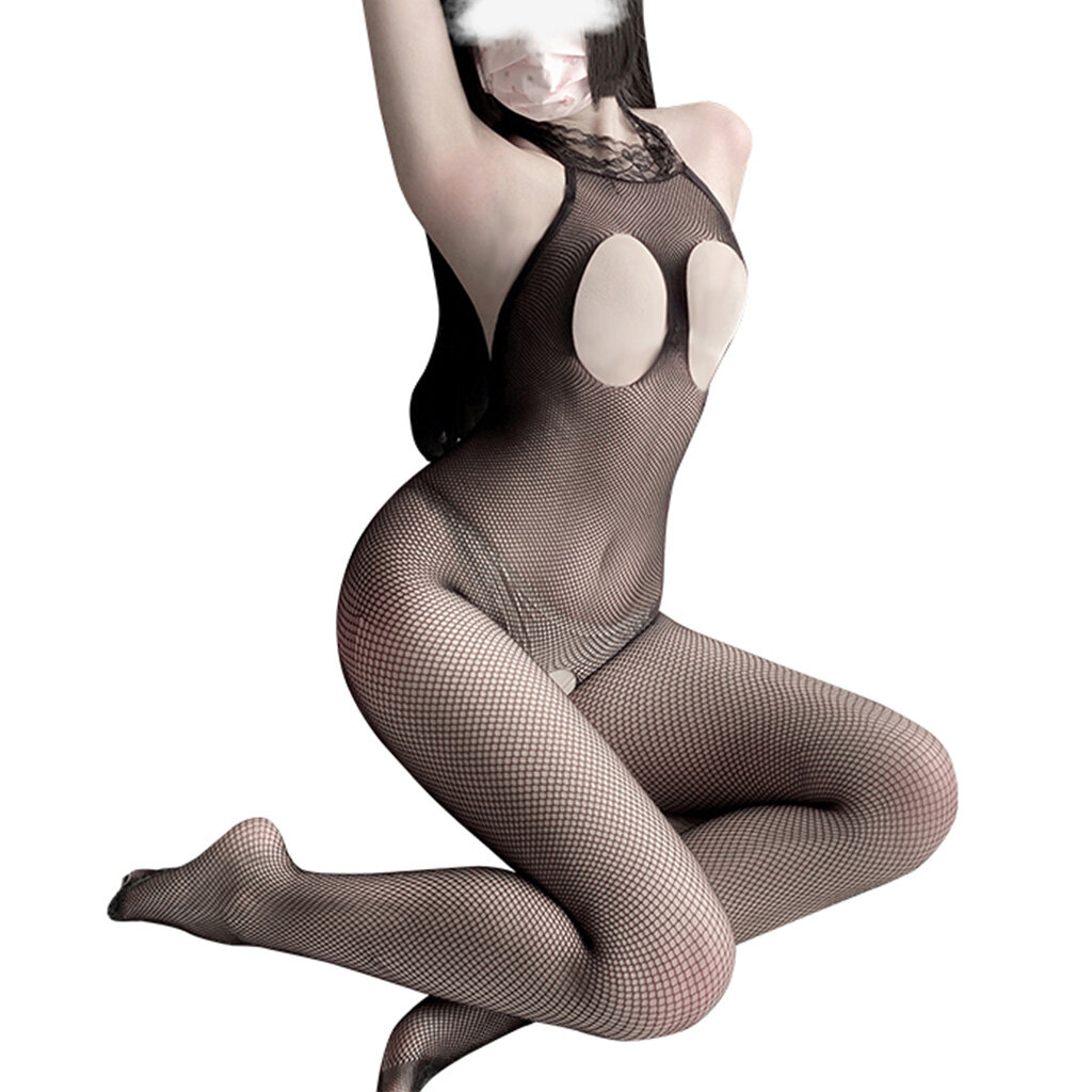 Открытый Файл Холтер Кружевные Облегающие Чулки С Подвешенной Шеей Сексуальная Униформа В Сеточку Искушение Костюмы С Открытой Спиной Интимный Боди