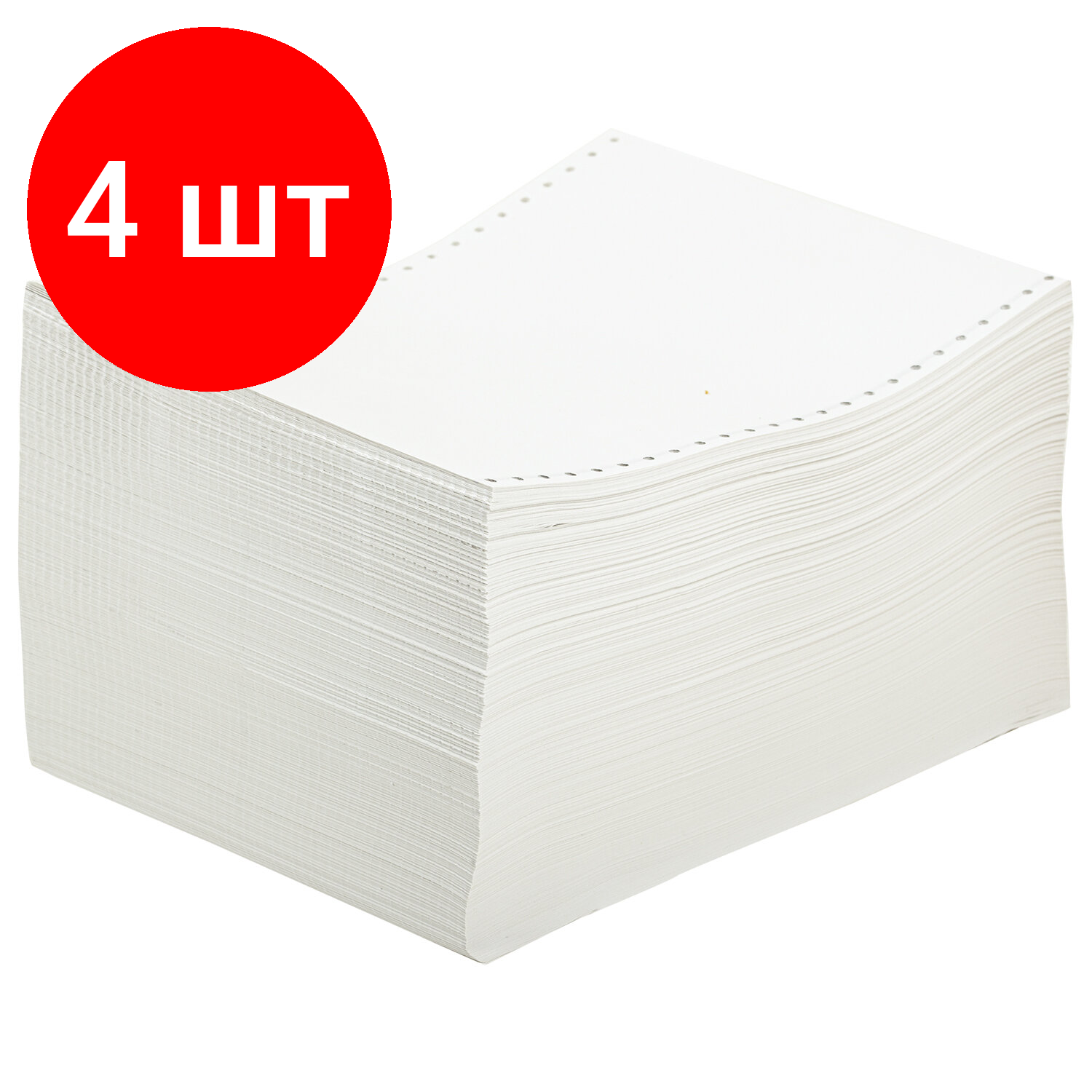 Комплект 4 шт, Бумага с неотрывной перфорацией, 210х305 мм (12"), 1600 листов, плотность 65 г/м2, белизна 98%