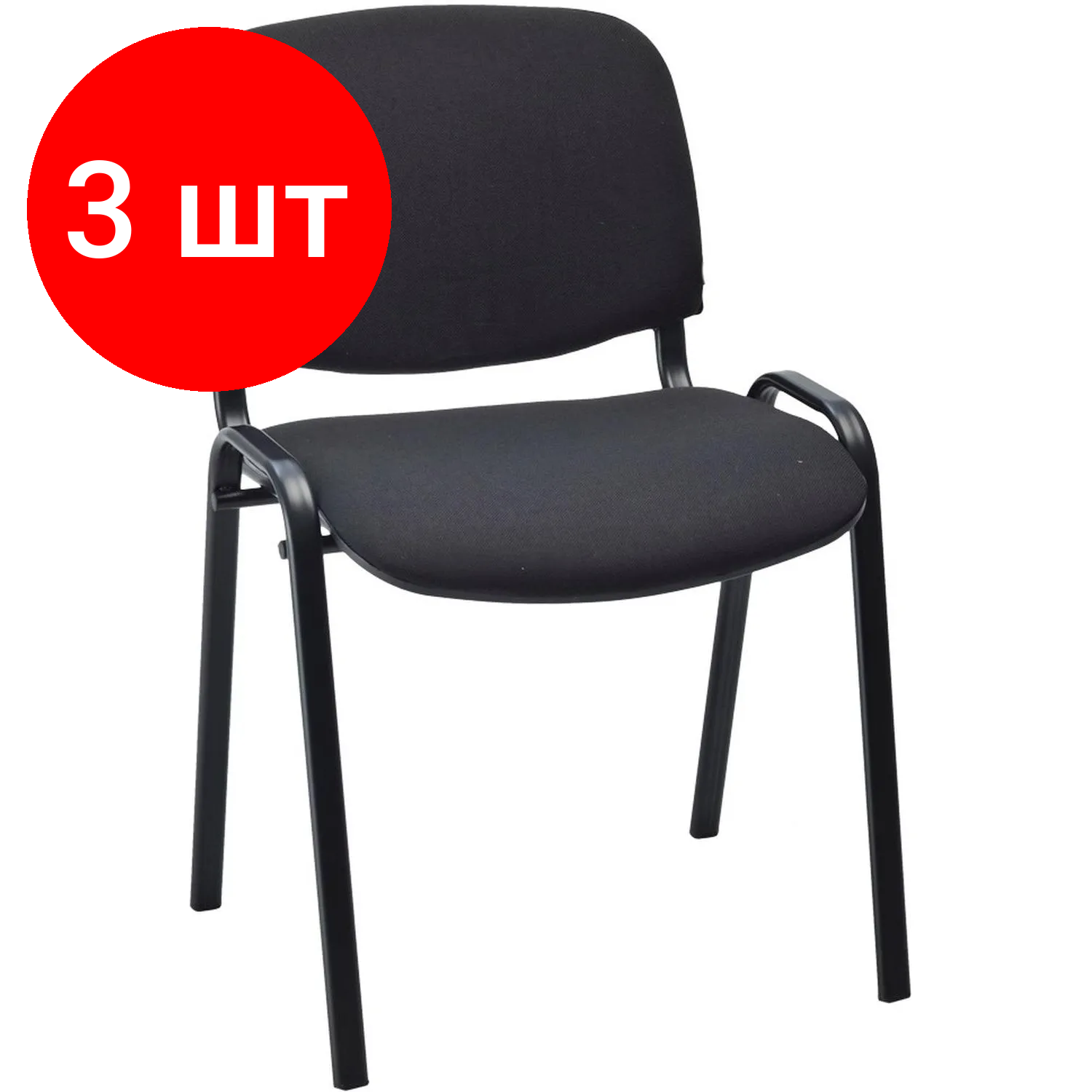 Комплект 3 штук, Стул FA_EChair Rio(изо) черн, ткань черная С-11/ТК-1