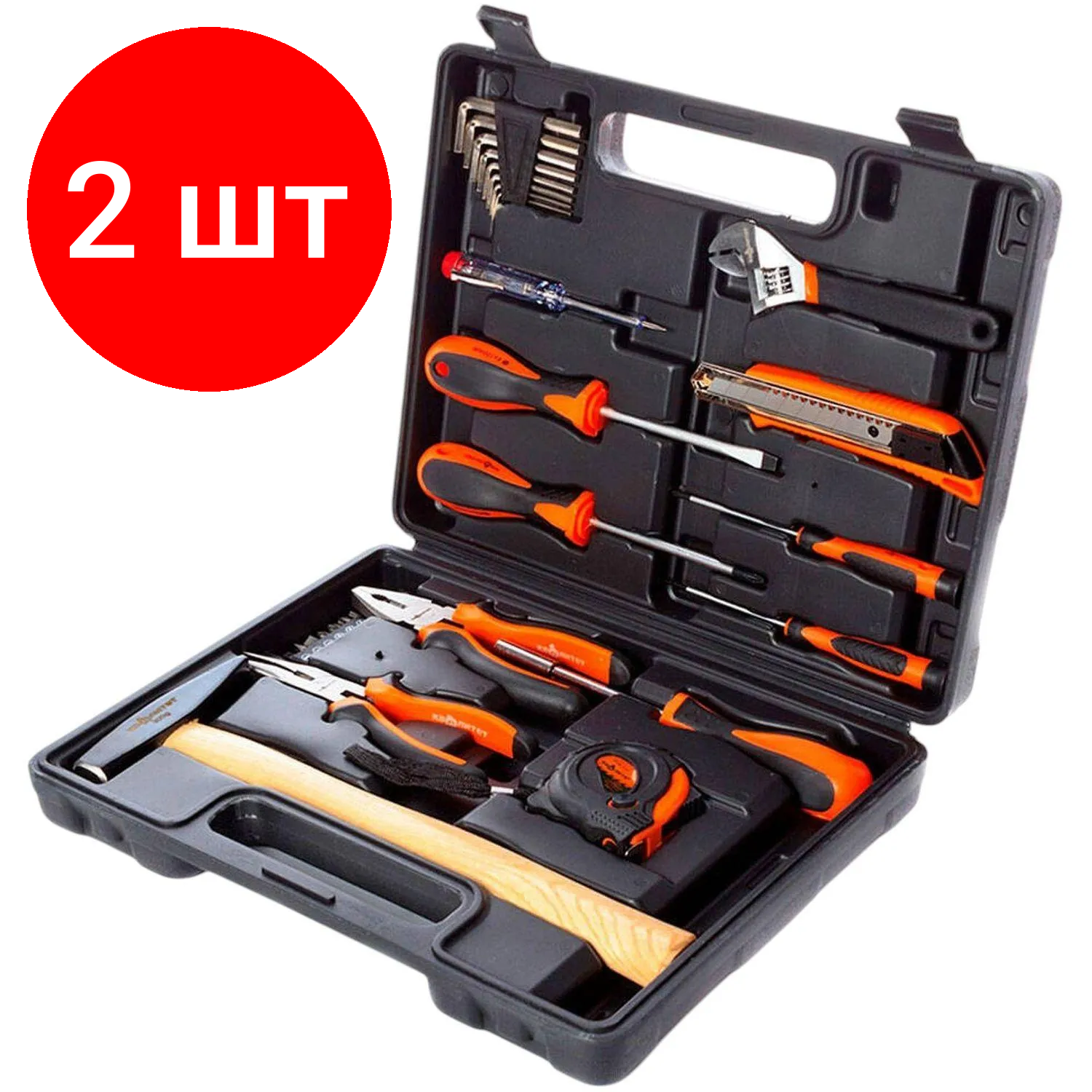 Комплект 2 упаковок, Набор инструмента домашнего мастера Квалитет 30 предметов в кейсе