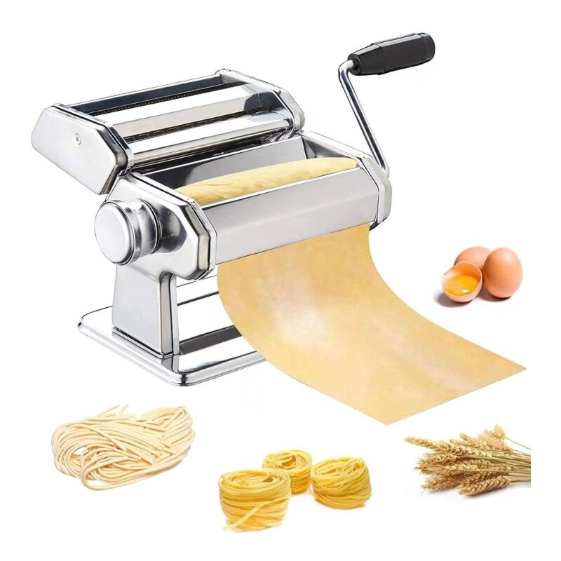Машина для приготовления пасты из нержавеющей Стали с Роликом и Куттером Ручная Лапшеварка Для Домашних блюд Спагетти Лазанья Фетучини