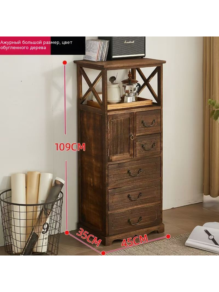 Комод из цельного дерева, простое хранение в стиле ретро, многослойный