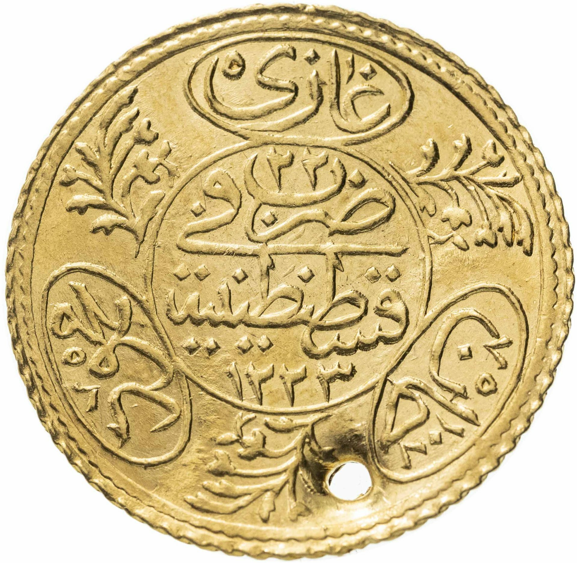 Османская империя, Махмуд II, 1808-1839 годы 1223-1255 хиджри, Хайрие Алтын Золото, в сохранности XF