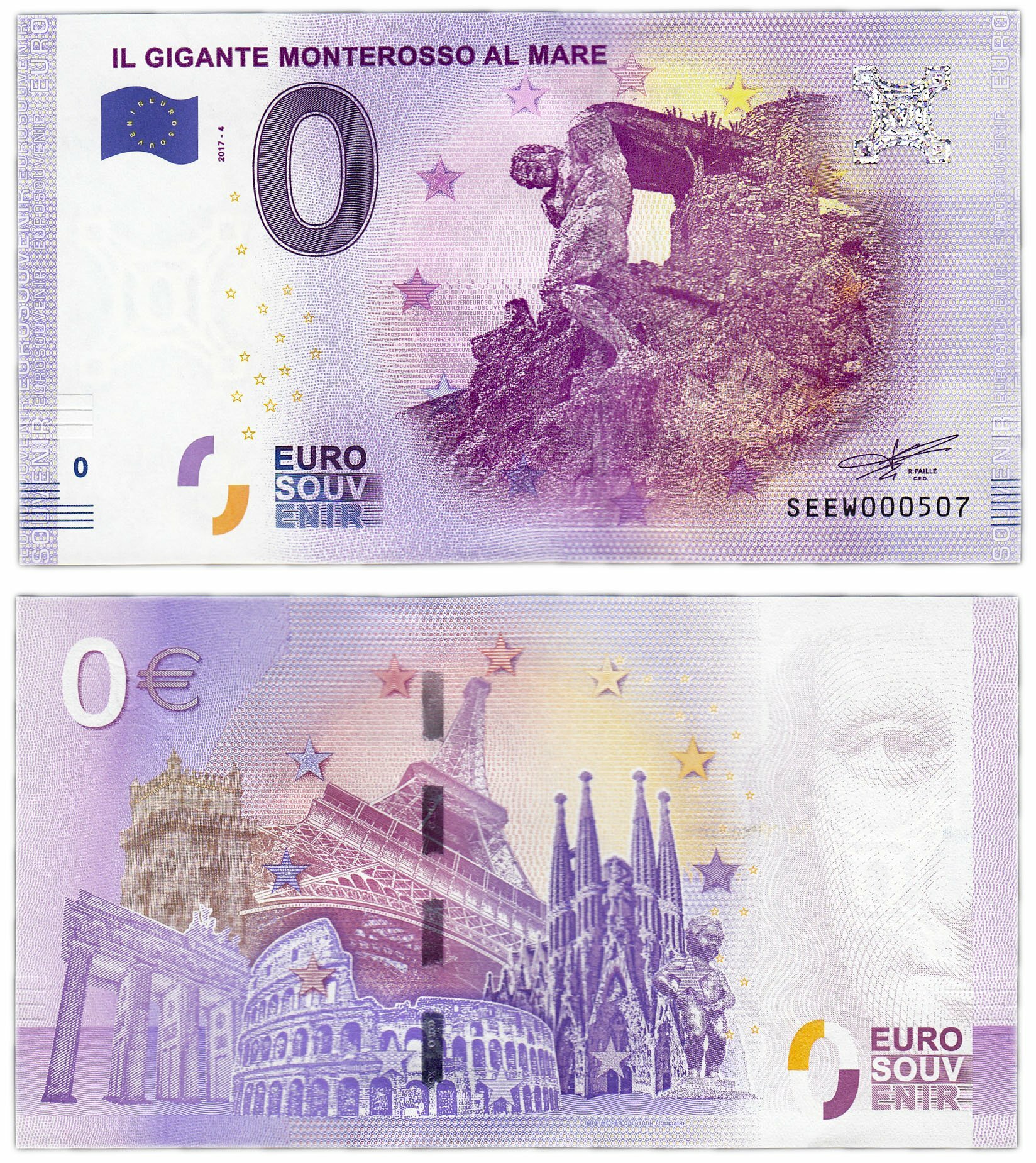 0 евро euro "Статуя Нептуна в Монтероссо-аль-Маре" 2017 4-серия SE EW-1