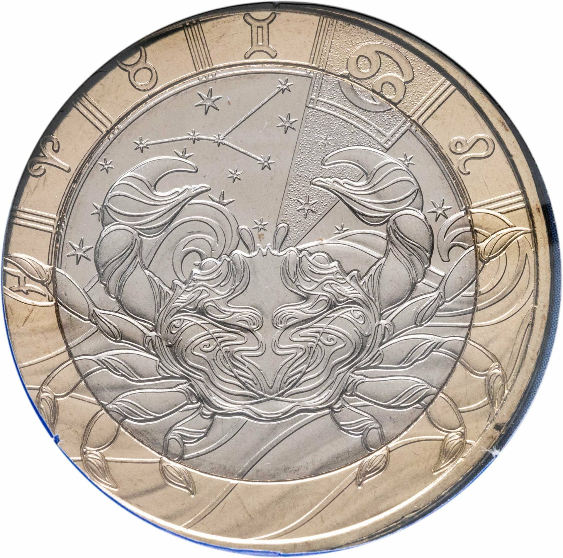 Франция 5 евро 2025 "Знаки зодиака - Рак", Биметалл, в сохранности BUNC