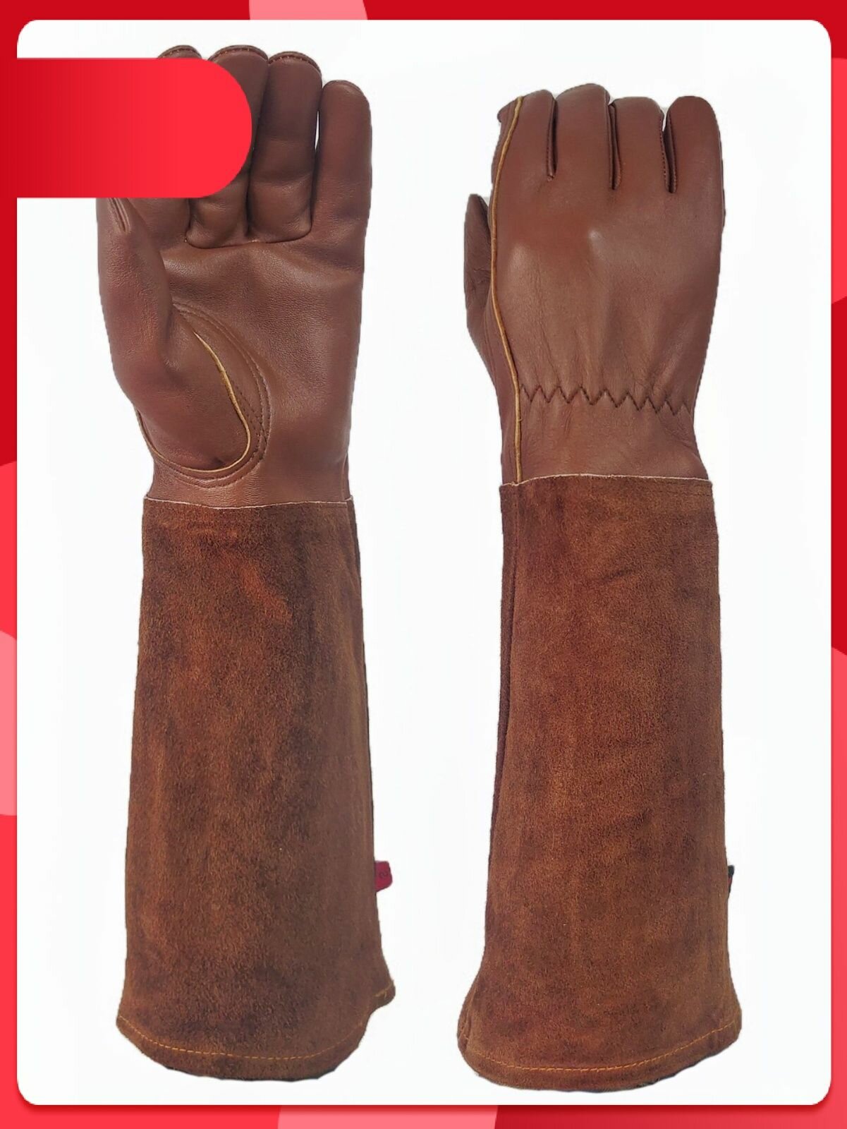 Превосходные садовые перчатки с длинным рукавом M, выполненные из воловьей кожи с усиленной защитой от покалывания, универсальная модель для мужчин и женщин, 1 пара