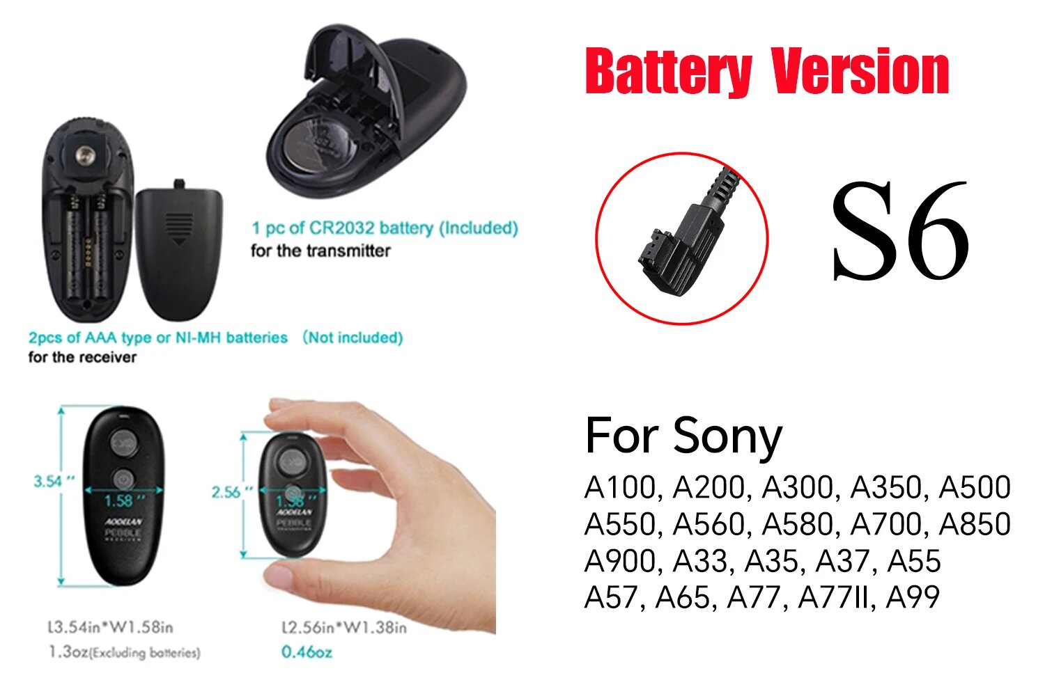 Дистанционный пульт AODELAN для Sony Черный, Battery-Powered S6