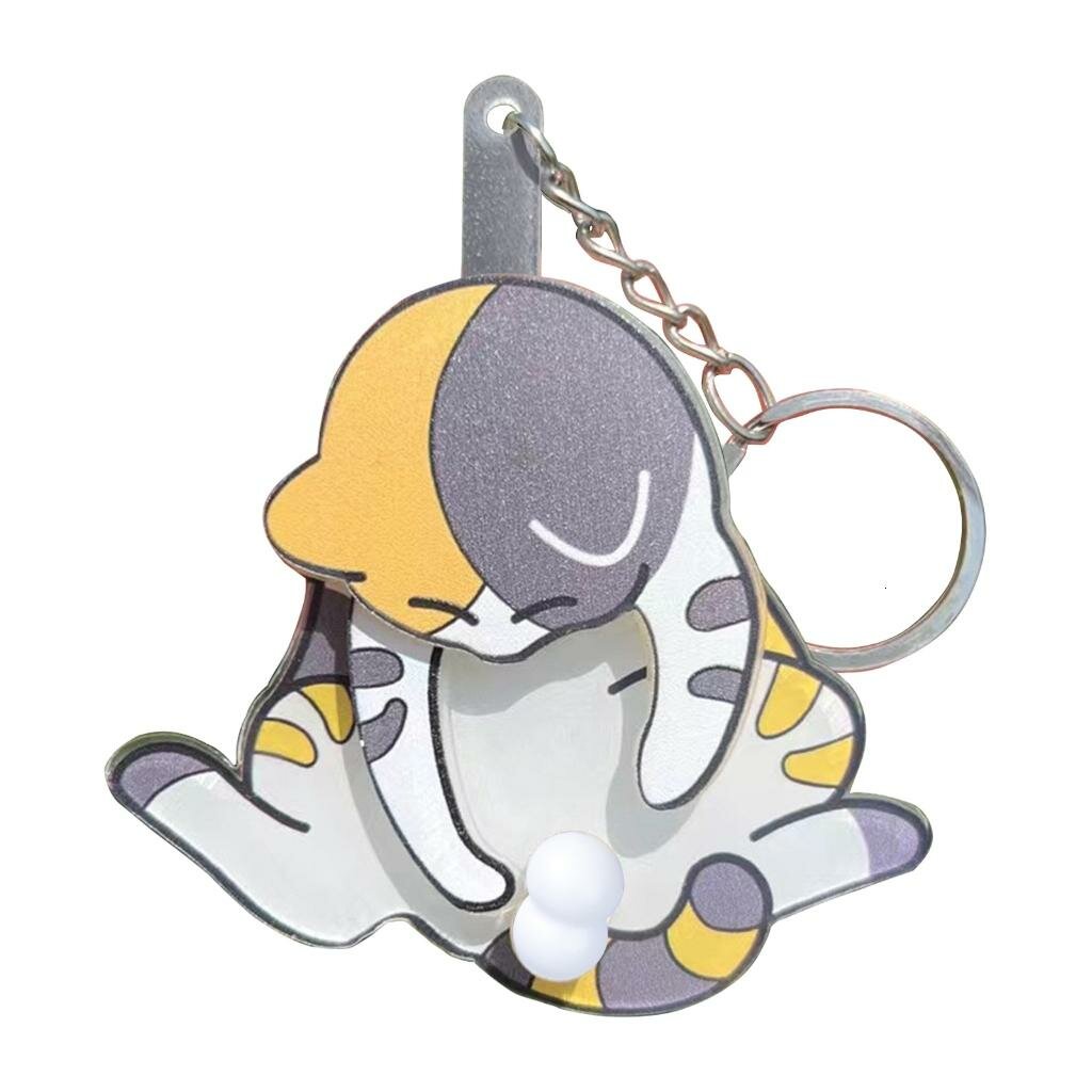 Вращающиеся коты-яйца — брелок, Желто - Серый