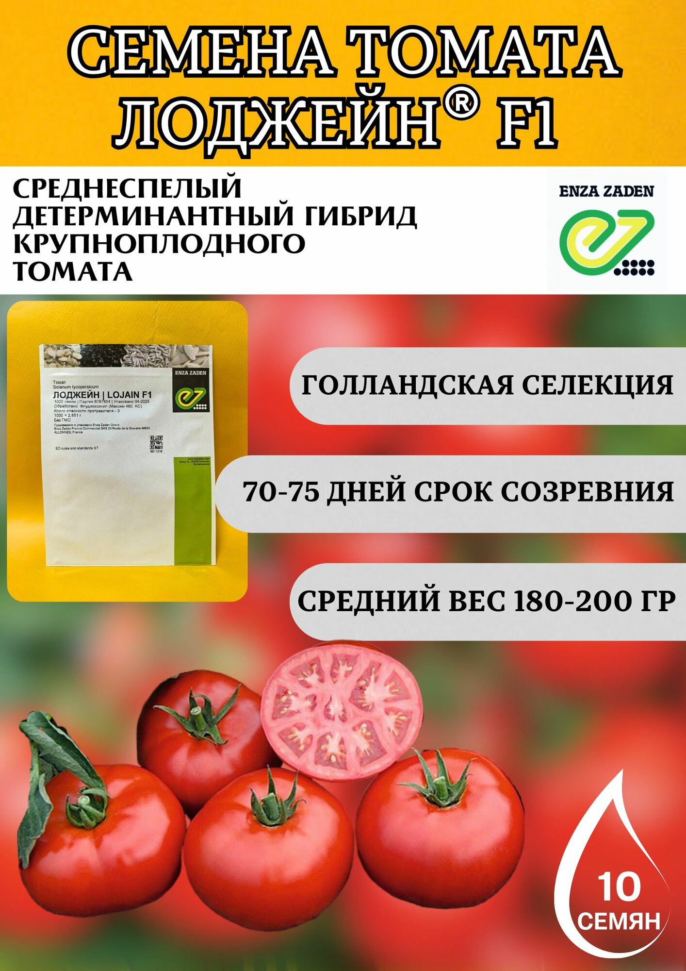 Томат Лоджейн F1 10 семян ENZA ZADEN, профессиональные семена