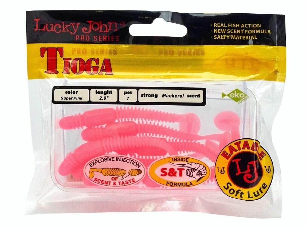 Виброхвосты "съедобные" Lucky John Pro Series TIOGA 2.9in (7,4 см), цвет F05, 7 шт. / силиконовые приманки для рыбалки