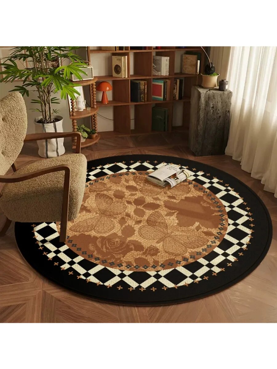 Китайский стиль круглый ковер-Сюн Лань 100x100см, велюр