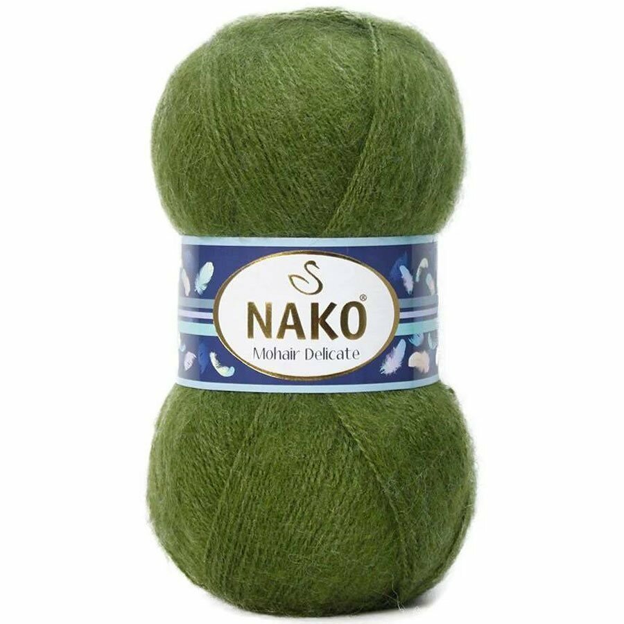 Пряжа Nako MOHAIR DELICATE 263-6126 т. зеленый (5 мотков)